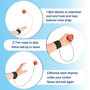 Skylety 24 Pieces Wrist Return Ball Rubber Sport Ball with Wrist Strap and String Rebound Bouncy Balls Wrist Rebound Toy on Elastic String Ball Wrist Toy for Teens Adults Wrist Exercise Play