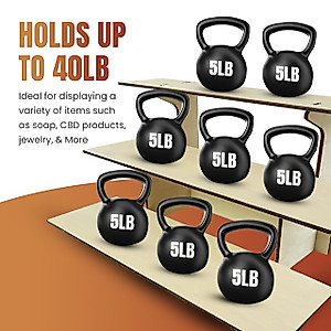 3-Tier Straight Wooden Retail Table Display Stand with Shelves for Products - Portable | 3 Step Straight Display Rack for Retail Table Top, Counter Top, Craft Shows, Farmers Market, Tradeshows 9.5" L