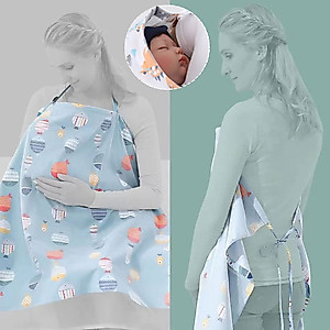 Nursing Covers for Breastfeeding Breathable, Large Soft Baby Car Seat Cover Canopy Multi-use for Nursing Mother Baby Boys and Girls Shower Gifts (Blue)