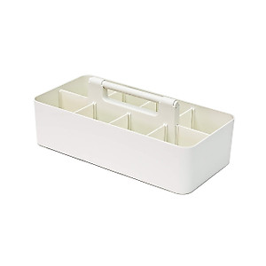 Enjoy Organizer -Large Portable Caddy, DIY Dividers, 8 Compartments, Bathroom Organizer,Portable Basket with Handle Storage Organizer Modern Made in USA (3 PACK, Ivory)