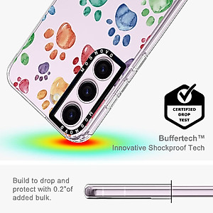 MOSNOVO for Galaxy S23 Case, [Buffertech 6.6 ft Drop Impact] [Anti Peel Off] Clear Shockproof TPU Protective Bumper Phone Cases Cover with Colorful Paw Design for Samsung Galaxy S23