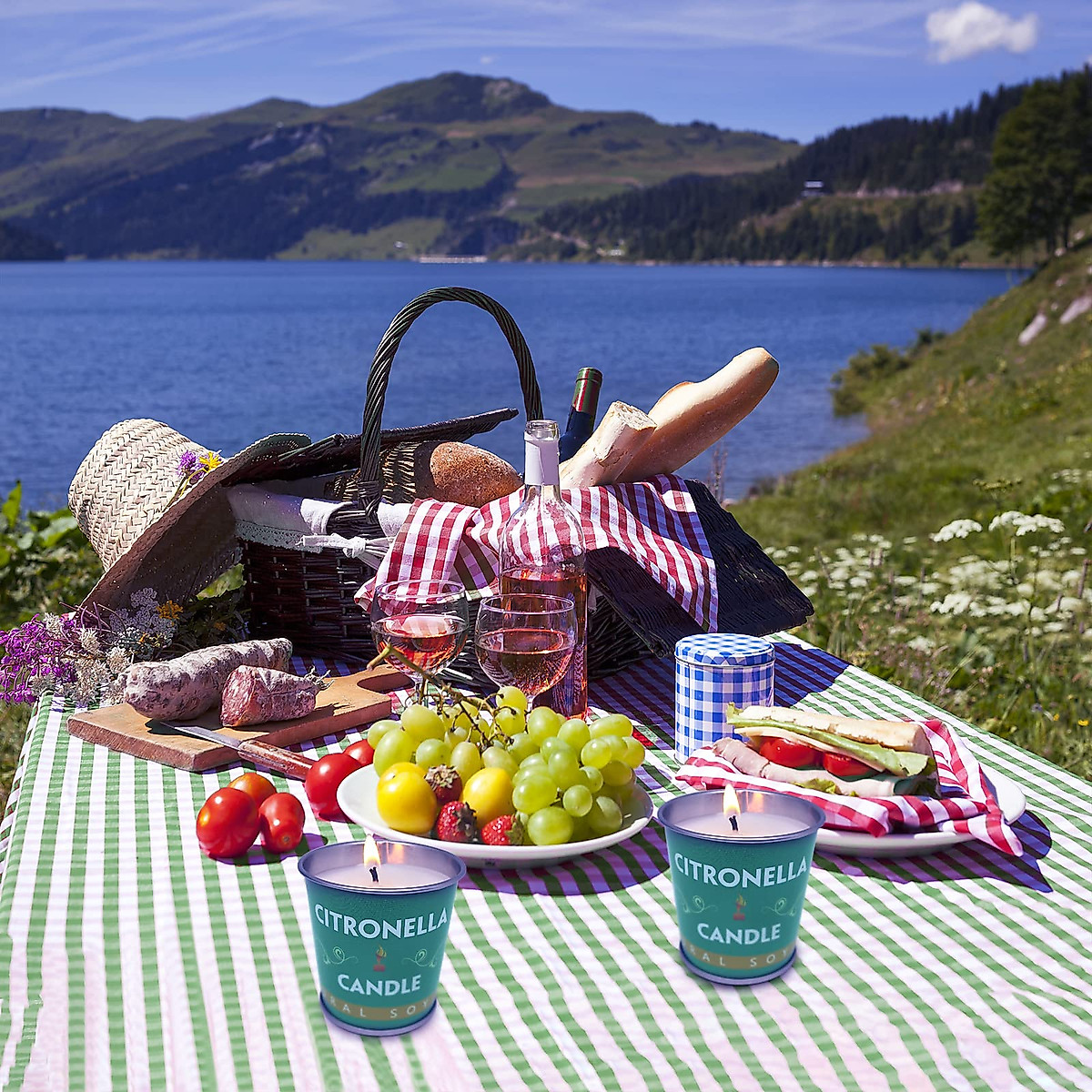 UNICY Pack Citronella Candles Outdoor Indoor, 8.0Oz Natural Soy Wax Off Candles for Caming Home Patio Summer Gift Clear Jar