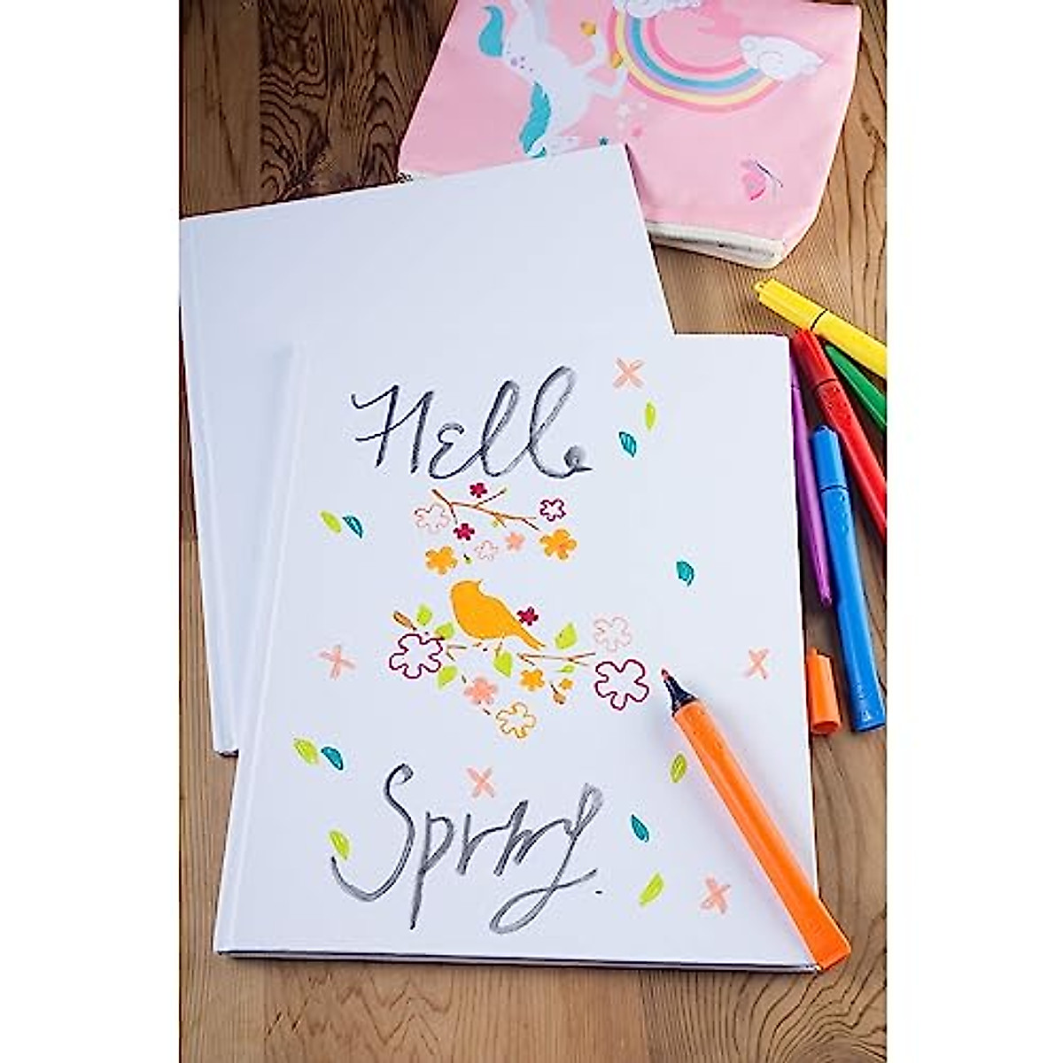 6 Pack White Hardcover Blank Book, 8.5x11 Unlined Journals for Students, Kids, Story Writing (18 Sheets/36 Pages)