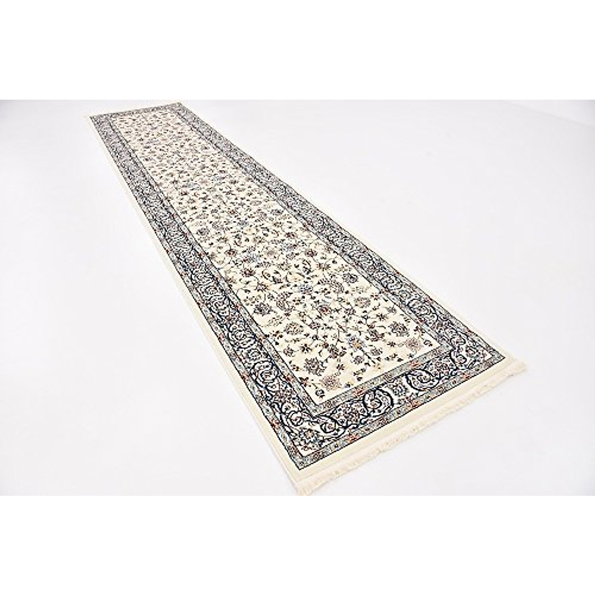 Unique Loom Narenj Collection Area Rug - Leeds (3' x 13' 1" Runner, Ivory/ Blue)