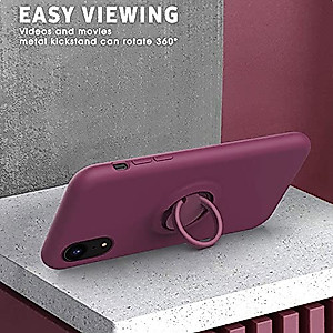 Vooii for iPhone XR Case with Kickstand | Baby Grade Liquid Silicone | 10ft Drop Tested Protective, Microfiber Lining Shockproof Full-Body Cover Case for iPhone XR (WineRed)