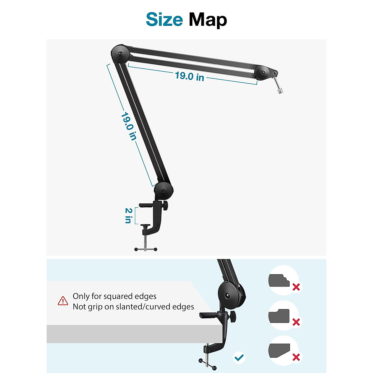 InnoGear Microphone Arm Stand, Heavy Duty Mic Arm Microphone Stand Suspension Scissor Boom Stands with Mic Clip and Cable Ties for Blue Yeti Snowball Hyper X QuadCast SoloCast Fifine Gaming(Large)