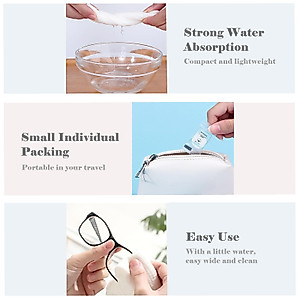 50 Pcs Compressed Towel Tablets Portable Disposable Coin Tissues, Soft Compressed Wash Wipe, Face Care Cloth, Perfect for Traveling Camping Cosmetic Use