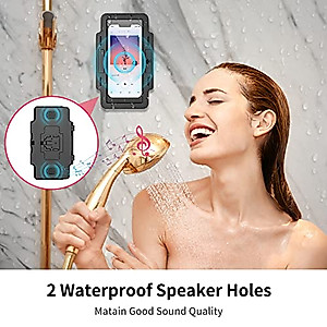Shower Phone Holder Waterproof 480°Rotation Shower Phone Case Bathroom Wall Mount Phone Holder Adhesive Phone Mount for Shower Wall Mirror Kitchen for iPhone 14 13 12 Pro Max XS XR All 4" - 7" Devices