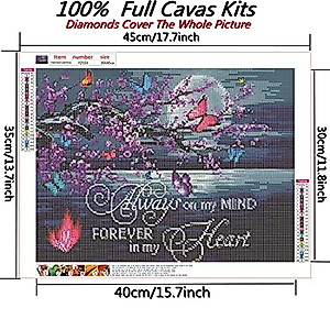 5D Diamond Painting Kits for Adults and Kids, Rhinestone Diamond Arts Kits for Beginners ， DIY 5D Diamond Painting Used for Home Wall Decor Gift Moon Butterfly (14X18 inch)