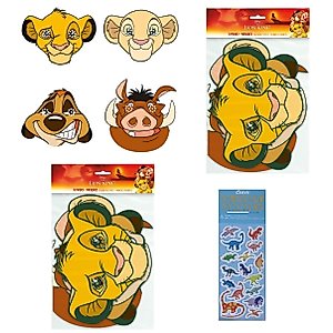 Unique Lion King Birthday Party Supplies Favor Bundle Pack includes Party Paper Masks - 16 Masks and 1 Dinosaur Sticker Sheet