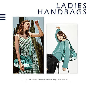 Angel Barcelo Hobo Bags for Women Soft PU Leather Shoulder Bags Fashion Hobo Bags Large Purses and Handbags Blue Green