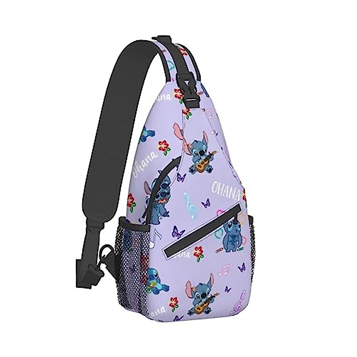 ISUNIET Unisex Chest Bags Crossbody Sling Backpack Travel Hiking Daypack for Women Men Stitch Shoulder Bag for Climbing Runners Cartoon Cute 15