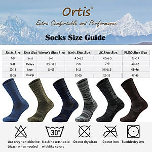 Ortis Men's Merino Wool Cushion Crew Socks with Moisture Wicking Control Light Weight Breathable for Outdoor Hiking Cycling(Blue L)