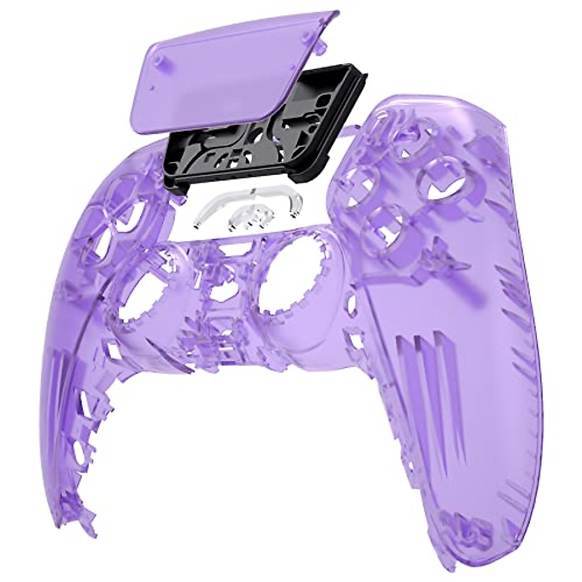eXtremeRate Clear Atomic Purple Touchpad Front Housing Shell Compatible with ps5 Controller BDM-010 BDM-020 BDM-030, DIY Replacement Shell Custom Touch Pad Cover Compatible with ps5 Controller