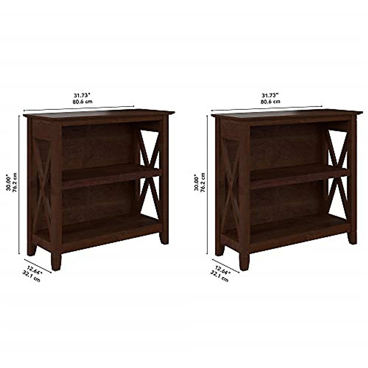 Bush Furniture Key West Small 2 Shelf Bookcase - Set of 2 in Pure White Oak