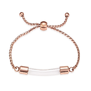 constantlife Stainless Steel Cremation Bracelet for Ashes - Transparent Glass Tube Urn Bangle Memorial Jewelry for Men Women (Rose Gold)