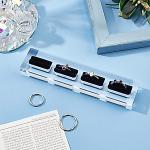 WEBEEDY 4 Slot Acrylic Ring Display Holder Inside Velvet Jewelry Organizer Stands for Retail Selling Rings Earrings Show Jewelry Storage Box Case Tray Holder