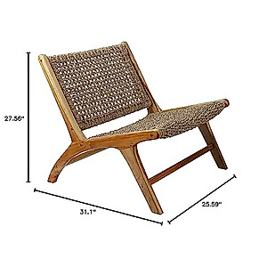 Decor Therapy London Light Oak Seagrass Weave Accent Chair, Natural