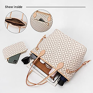 Lacel Urwebin Handbags for Women Designer Fashion Purses Top Handle Satchel Leather Shoulder Bags 2pcs with Small Wallet (White)