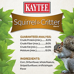 Kaytee Squirrel & Critter Food Blend For Squirrels, Chipmunks, Rabbits & Other Backyard Wildlife 10 Pound (Pack of 1)