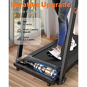 UREVO Portable Folding Treadmills for Home, Max 3.0 HP Running Walking Treadmill with 12 Pre Set Programs and Wider Tread Belt, Adjustable Display, Pause Detection