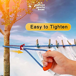 Togestar Clothesline Orange Rope 15m/50ft Unique Design - Easy to Tighten - Heavy Duty Drying Laundry Line Adjustable for Indoor Outdoor Laundry Clothesline Rope