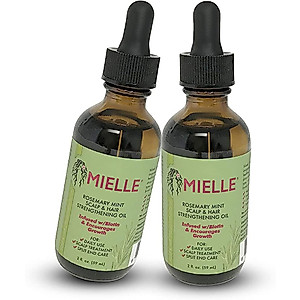 Mielle Organics Hair Products Rosemary Mint Hair Growth Oil 2 oz,(Pack of 2),Infused with Biotin to Encourage and Strengthen Hair Growth,Rid of Itchy and Dry Scalp