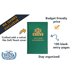 WE Games Chess Scorebook & Chess Notation Book - Green Hardcover Chess Books with 100 Pages, Ideal Chess Score Sheets for Clubs & Tournaments