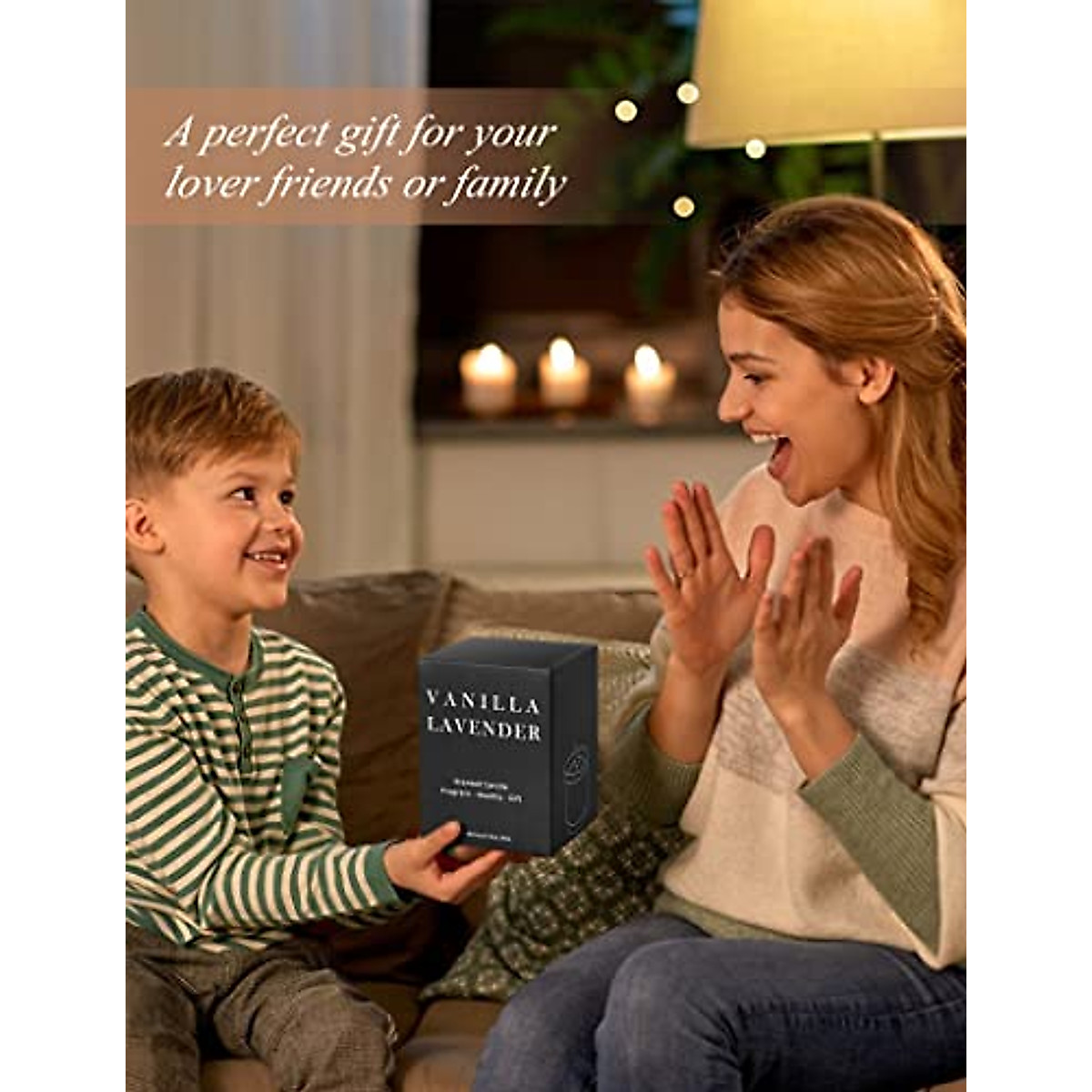 Viseeko Lavender Scented Candles, Vanilla Christmas Candle Gifts for Women, Fall Candles, Gold Votive Candles for Wedding, 100% Natural Soy with Cotton Wick, 6.3 oz, 36 Hours Burn, 1 Pack