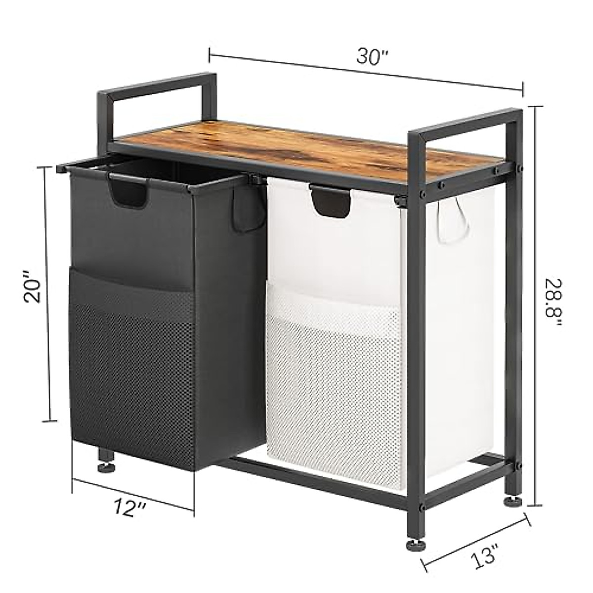 Lulive Double Laundry Hamper, Multifunctional Basket Organizer, 112L Laundry Sorter with Removable Bags and Fabric Handles, Large Top Shelf Laundry Bag for Bathroom, Dorm, Laundry Room