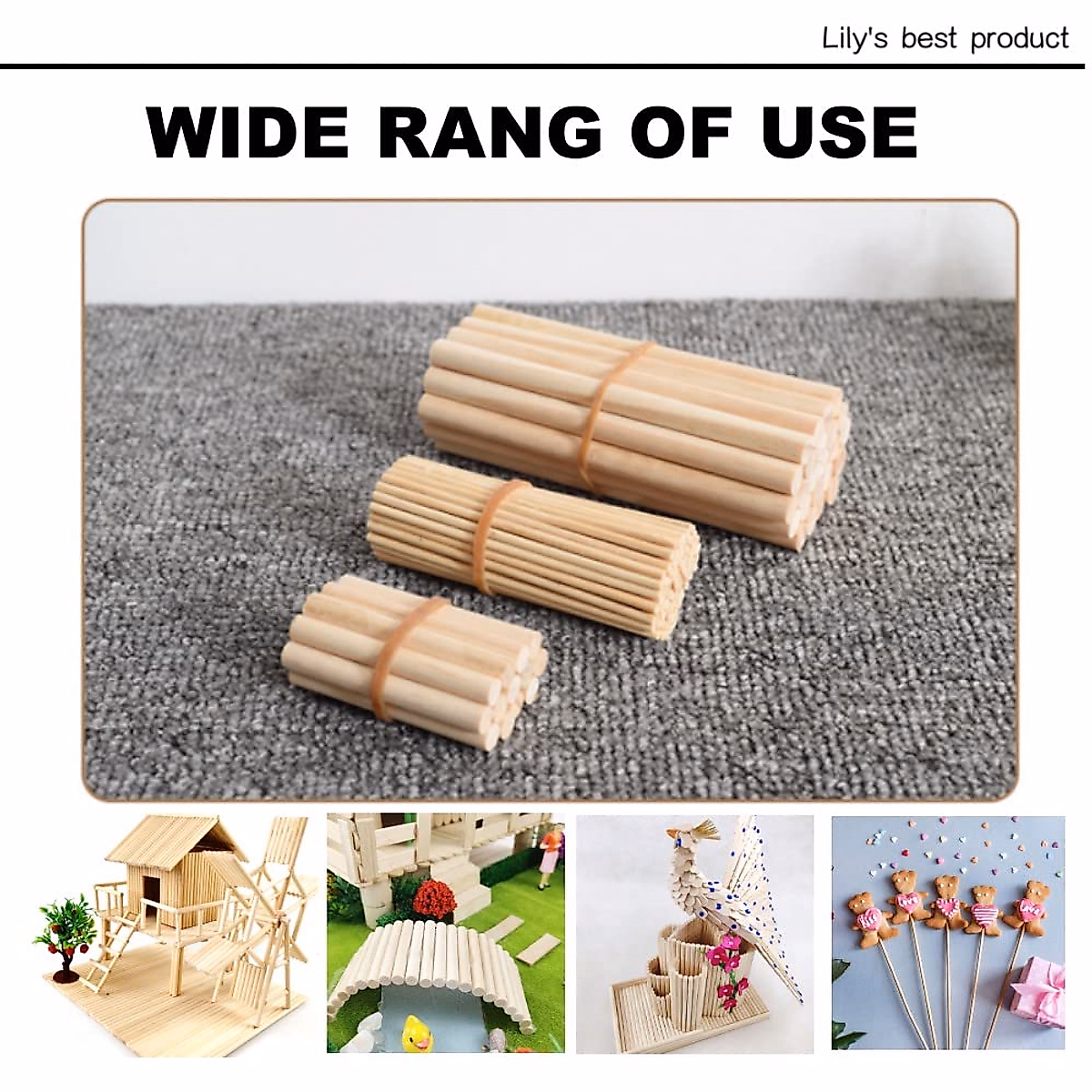 HOPELF 10PCS Bamboo Sticks - 1/2 x 17.5 Inch Dowel Rods for Crafts, DIYers