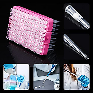 96pcs 200uL Filtering Pipette Tips - Four E's Scientific Universal Filter Pipettor Tips 200ul Racked Non-pyrogenic DNAse/RNAse Free Autoclavable 1 Rack 96 Tips