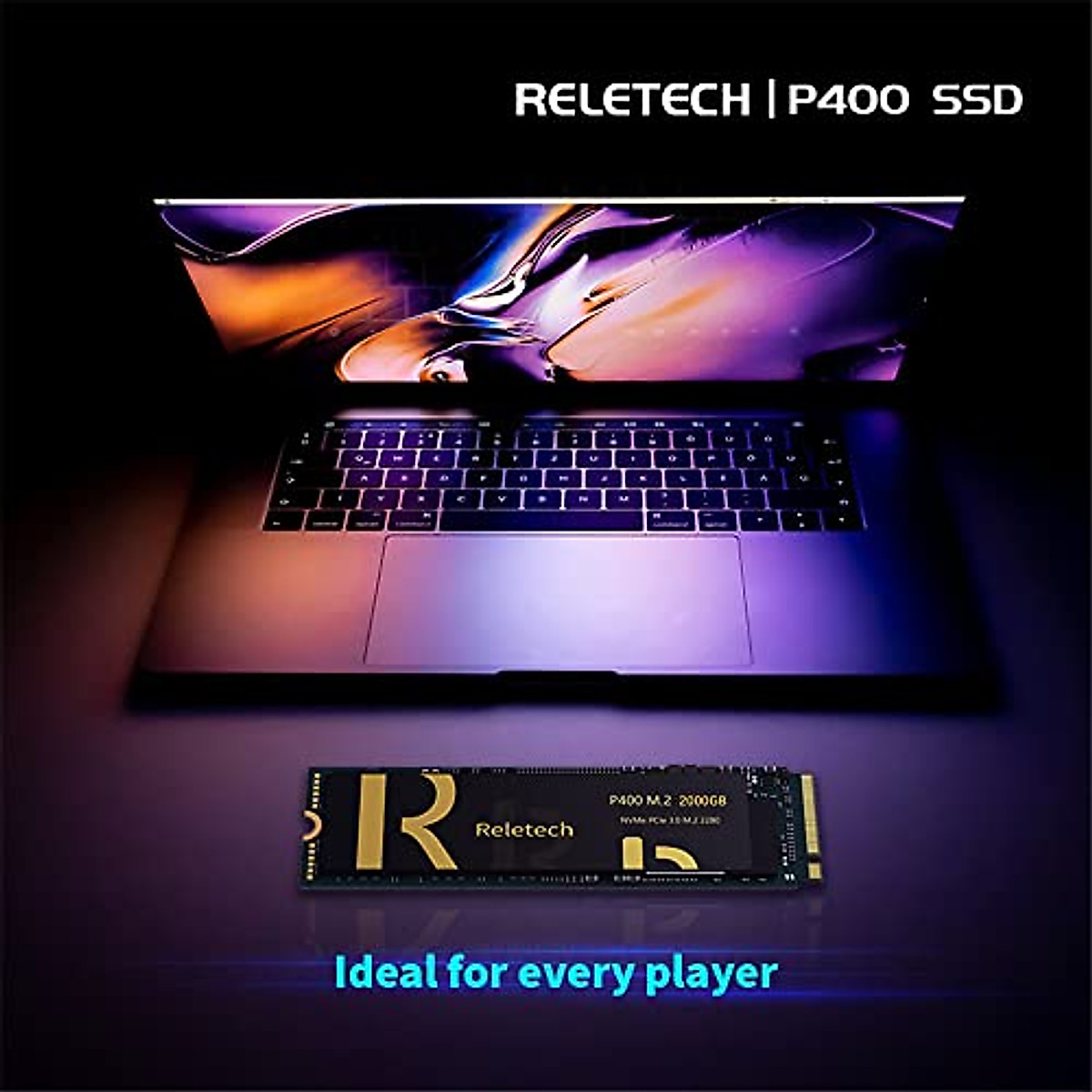 Reletech P400 M.2 1000G SSD, up to 3400MB/S PCIe3.0×4 NVMe Independent Cache Internal Hard Disk with Heatsink for Laptop Desktop (1TB lite)