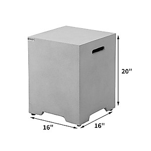 Essential Lounger Propane Tank Cover Table 16 Inch, 20 Propane Tank Holder Propane Tank Hideaway Table for Fire Pit, Concrete Gas Tank Hideaway Storage Table with Waterproof Cover - Gray