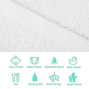 Looxii Baby Washcloths Luxury Bamboo Wash Cloths Ultra Soft Face Towel for Baby Registry as Shower 6 Pack (12"x12", White)