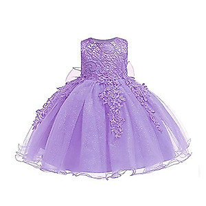 LZH Baby Girls Birthday Dress Wedding Party Flower Dress (5801-Purple,12M)