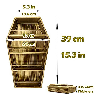 Halloween Decoration-Wooden Coffin Shaped Tea Bag Holder-Gothic Vertical Tea Bag Organizer-Tea Storage Chests-Holds 120 Tea Bags-for Home, Office or Café,Crystal, Agate,Sugar Packets (Pine)