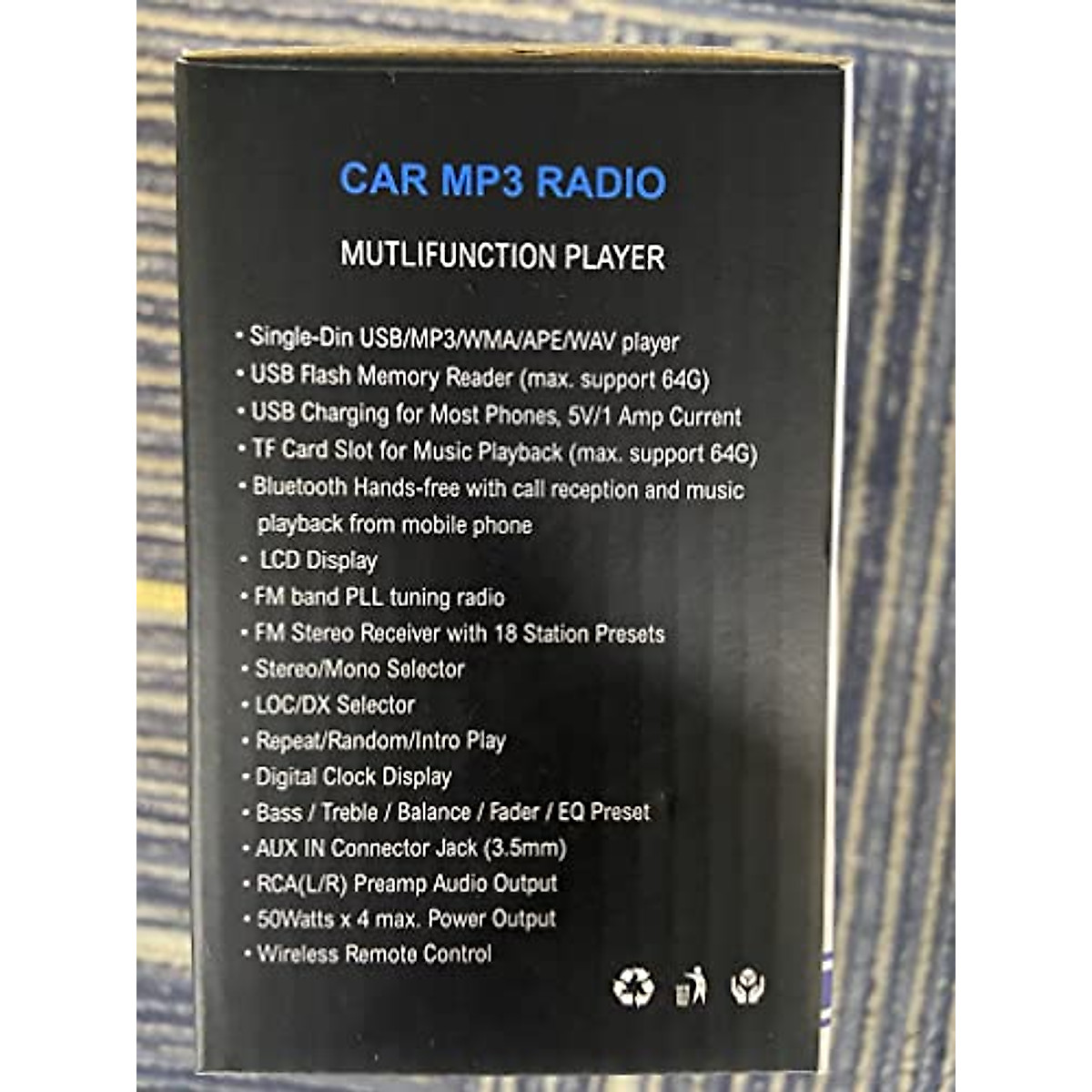 Car Radio Bluetooth Single DIN Car Stereo Audio, MP3 Player Car Stereo 1 DIN with Bluetooth Handsfree/ FM/ Dual USB/ TF/ AUX/ EQ/ Quick Charge, with Wireless Remote Control