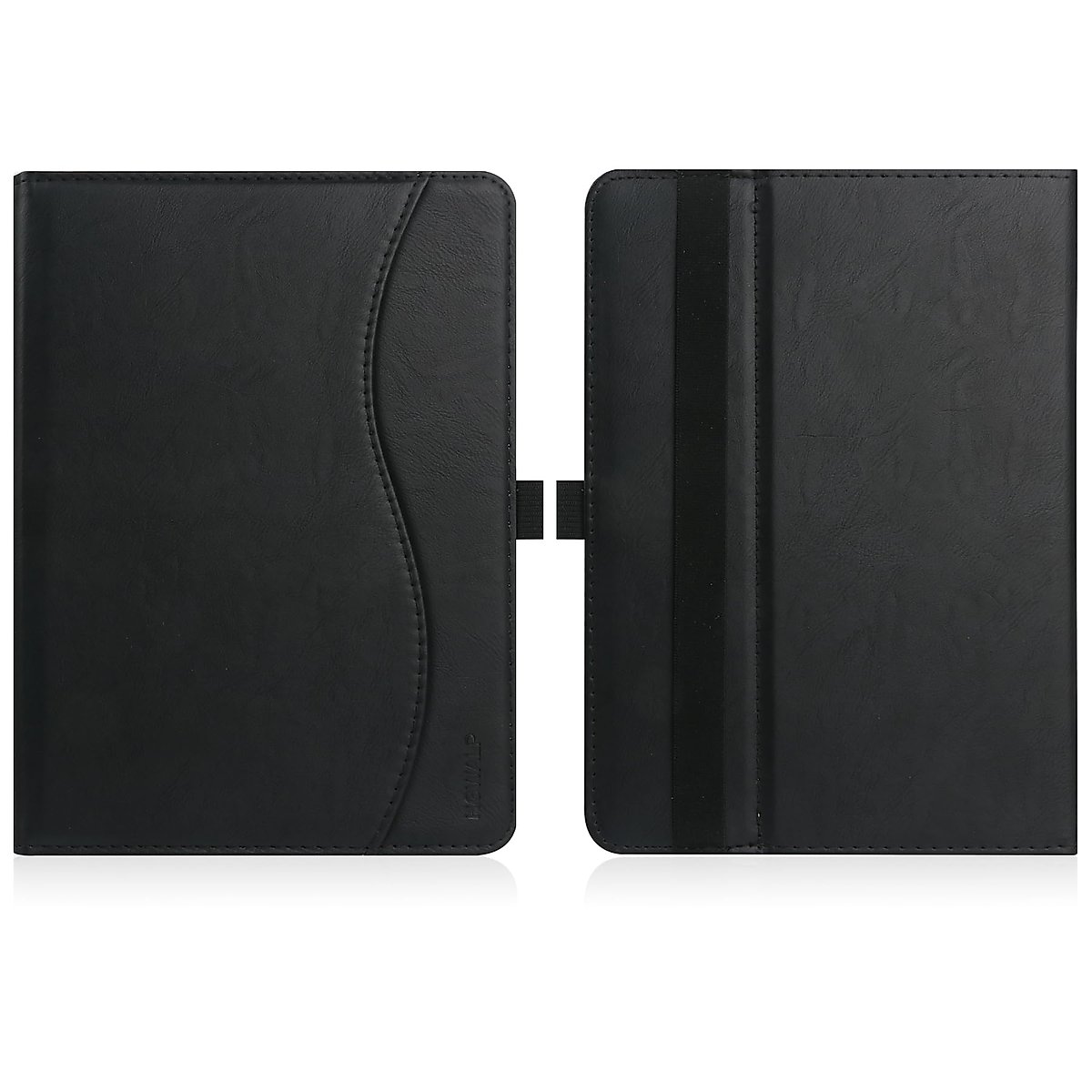 HGWALP Universal Case for 7inch-8inch Tablet,Multi-Viewing Angels PU Leather Stand Folio Case Cover with Handstrap for HD 7" 8" Touchscreen Tablet, with Adjustable Fixing Silicon Band-Black