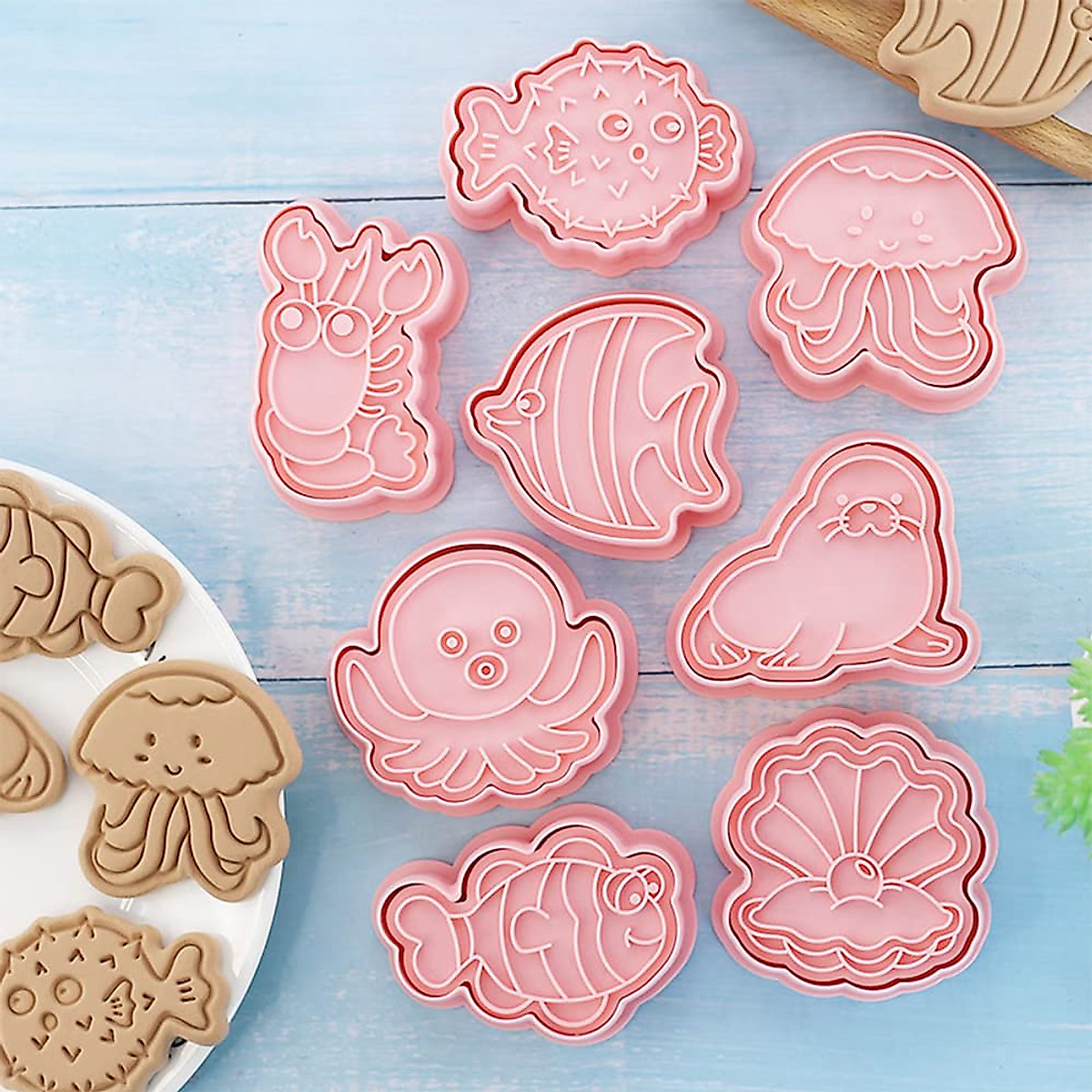 Cookies Cutters set,8PCS Ocean Sea Animal Cookies Cutters,DIY biscuits tools for Baking,Christmas cookie cutters