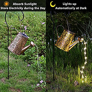 Solar Lights Outdoor Garden Decor, Large Hanging Lantern Waterproof Watering Can Landscape Lights Outside Decorations for Yard Front Porch Patio Backyard Gardening Gift for Mom Grandma Women Birthday