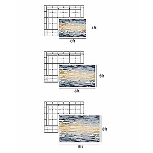 Yellow Painting Outdoor Rugs for 4'x6' Patios Clearance, RV Camping Mat Rug Portable Outside Rug Indoor Outdoor Area Rug Mat for Beach Deck Pool Contemporary Abstract Navy Blue Art