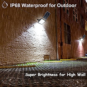 Solar Street Lights 300W Dusk to Dawn Solar Flood Light 35000 Lumens Security Light 6500K Remote Garage Light IP68 Waterproof Commerical Grade Light Sensor for Court,Yard,Garden,Driveway,Parking Lot
