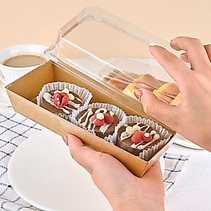 ZORRITA 100 Pack Charcuterie Boxes with Clear Lids, 7.5 Inch Small Kraft Paper Charcuterie Boxes To Go Treat Containers for Desserts, Cookies, Sandwich, Pastry, Strawberries and Cupcakes (Brown)