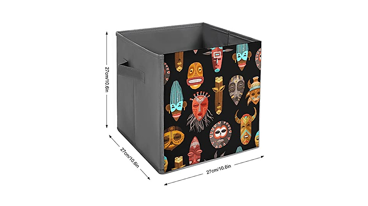 Stylish African Face Mask Storage Bins - Foldable & Functional