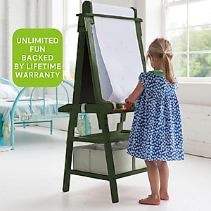 Little Partners Learn 'N Play 2-Sided Art Easel for Painting, Magnetic Dry Erase & Chalkboard, Kids Art Supplies, Toddler Arts & Crafts (Turquoise)