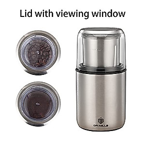 DR MILLS DM-7452 Electric Coffee Grinder,Spice Grinder Electric and chopper,detachable cup,Grinder diswash free, Blade & cup made with SUS304 stianlees steel