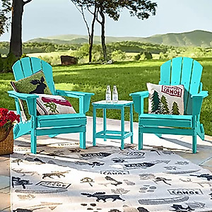 Flamaker Classic Outdoor Adirondack Chair Patio Lawn Foldable Chairs Indoor Adirondack Chairs All-Weather Resistant for Garden Backyard Porch Garden Fire Pit Patio (Aruba)