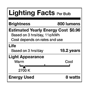 Great Value LED General Purpose Medium Base, A19 60W, Clear Glass, 12 pk.