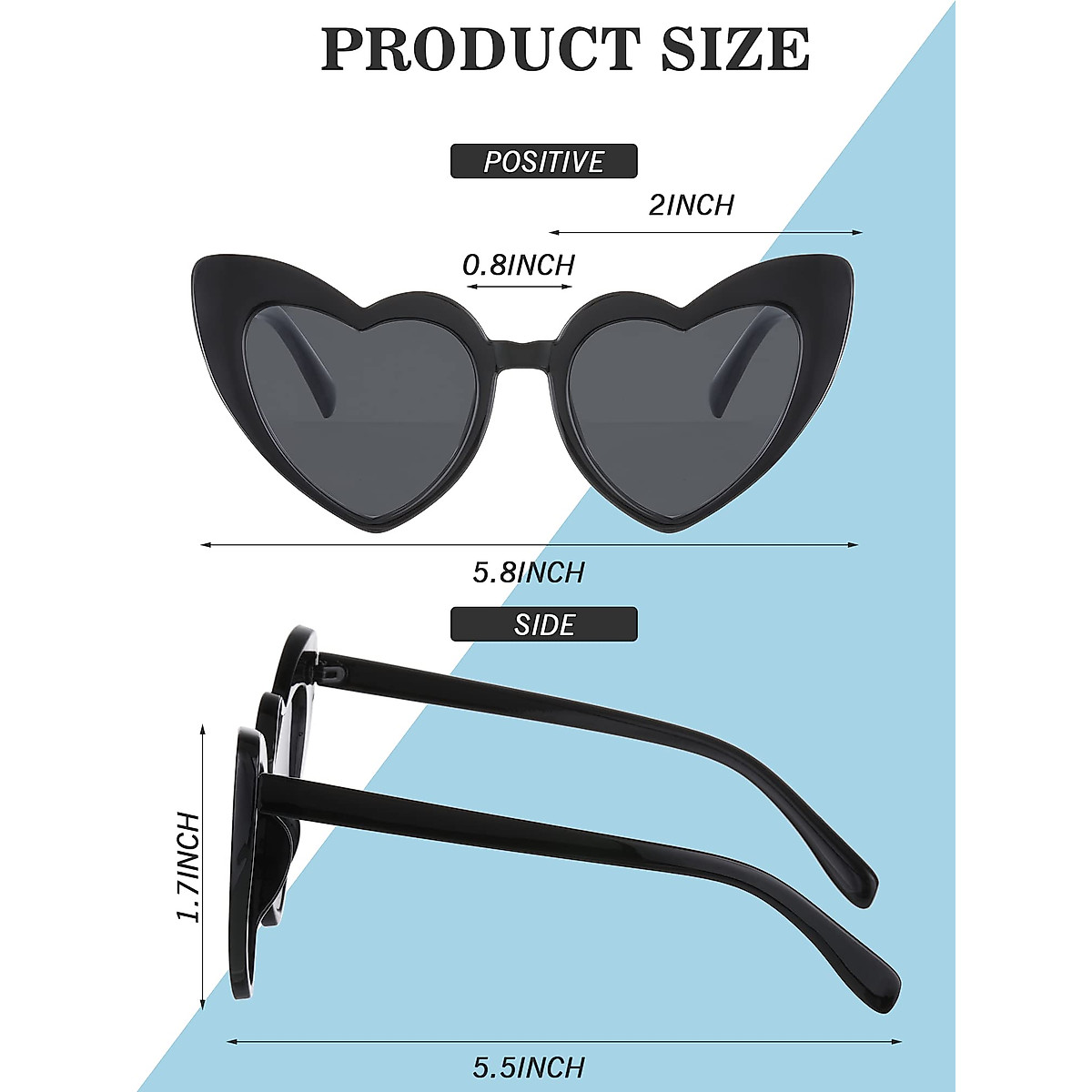 Flutesan 24 Pair Bachelorette Sunglasses Heart Sunglasses Retro Heart Shaped Eyewear Vintage Cat Style Glasses for Women(Black)